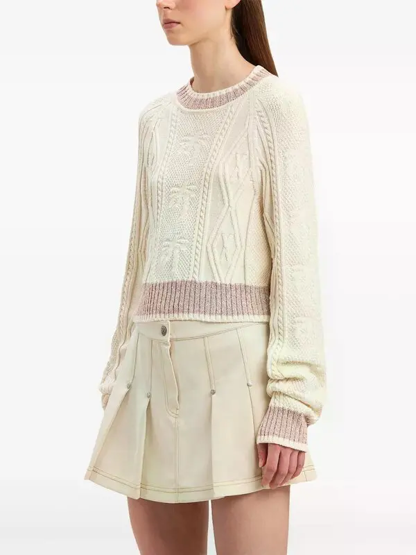 Palm Angels Curved-logo Cable-knit Sweater