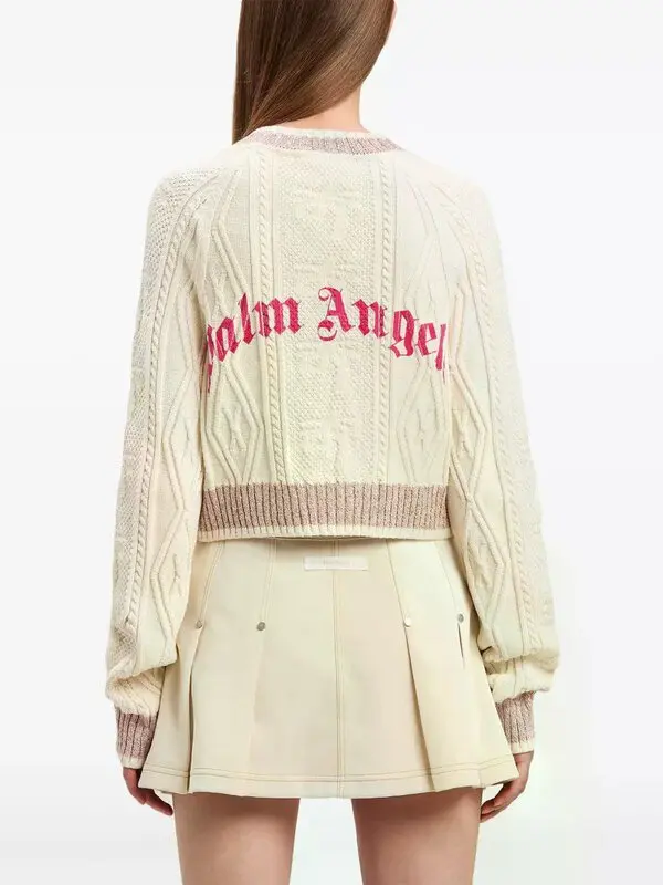 Palm Angels Curved-logo Cable-knit Sweater