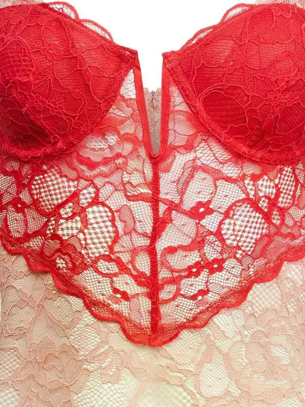 FLEUR DU MAL Bouquet Lace Heart Bodysuit
