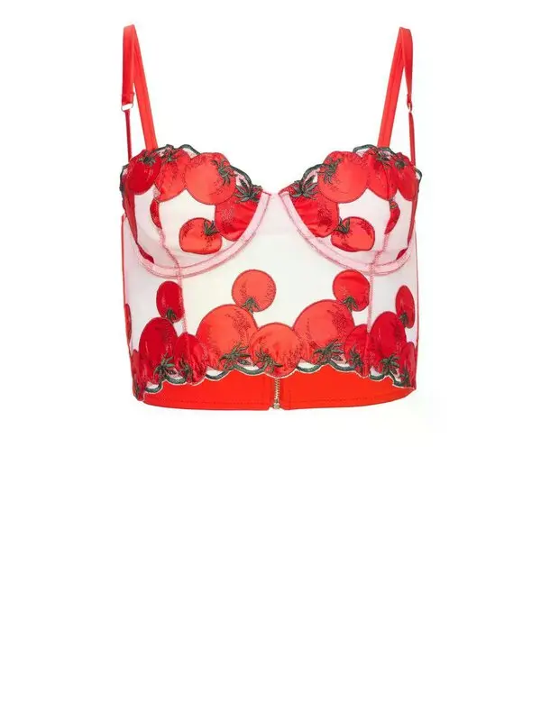 FLEUR DU MAL Embroidered Bustier - Red