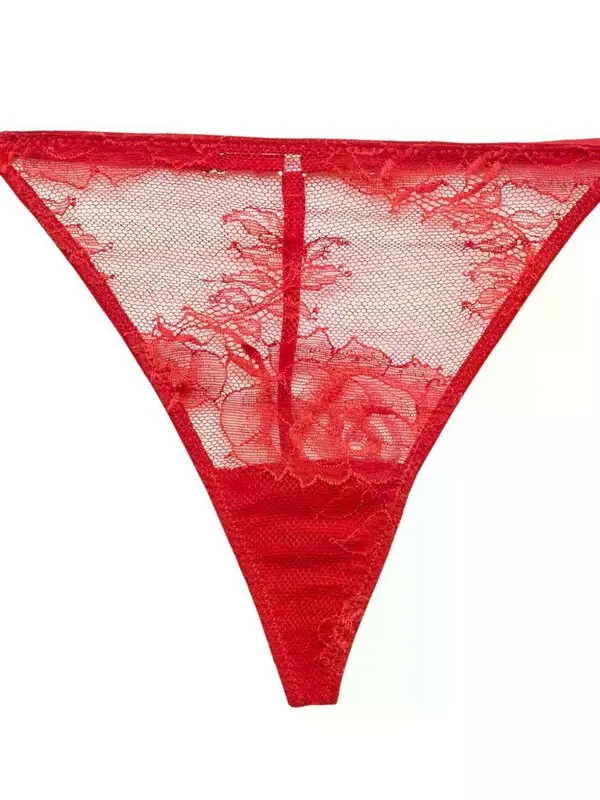 FLEUR DU MAL Crystal Bouquet Lace V-string - Red