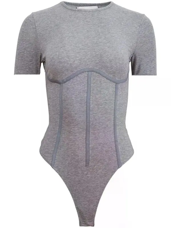 FLEUR DU MAL Organic Cotton T-shirt Bodysuit - Grey