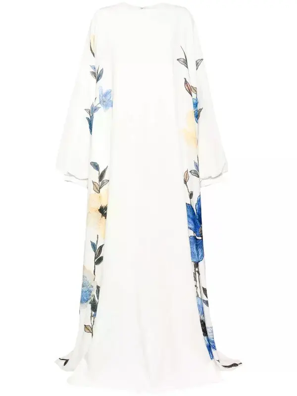 SAIID KOBEISY Floral Printed Kaftan - White