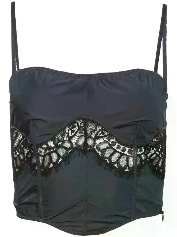 FLEUR DU MAL Lace-trim Detail Bustier Top - Blue