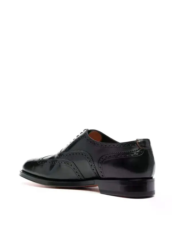 Santoni Leather Lace-up Oxford Shoes - Black