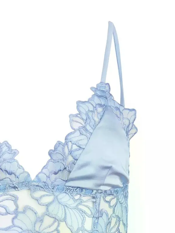 FLEUR DU MAL Whitney Embroidered Longline Triangle Bra