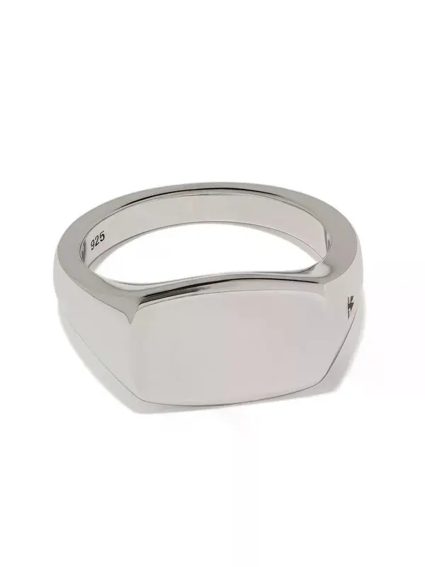 Tom Wood Michael Engraved Detail Signet Ring - Silver