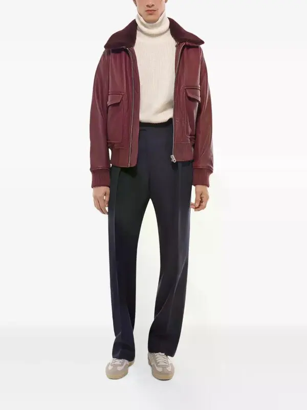 FURSAC Zip-up Leather Jacket - Red