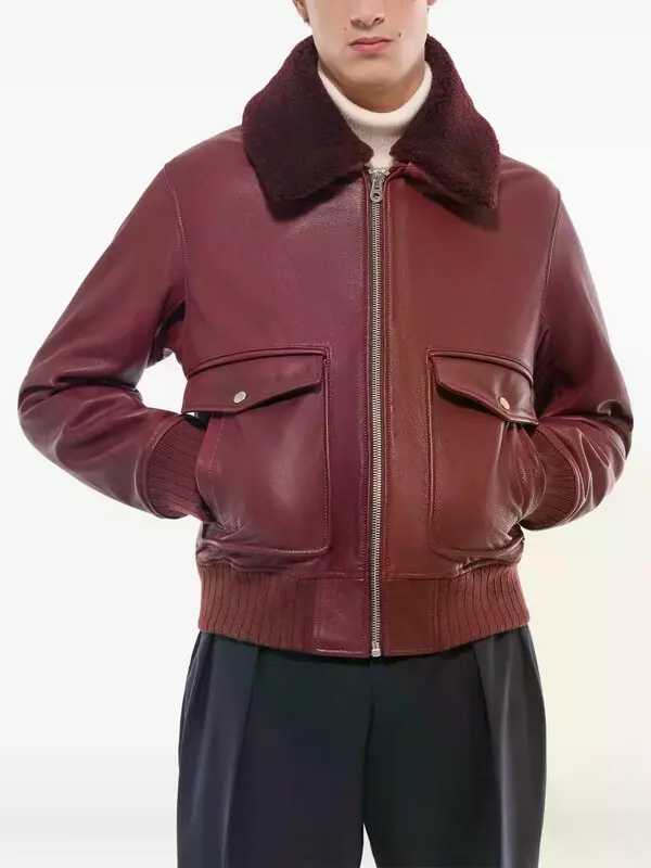 FURSAC Zip-up Leather Jacket - Red