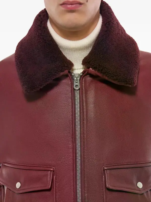 FURSAC Zip-up Leather Jacket - Red