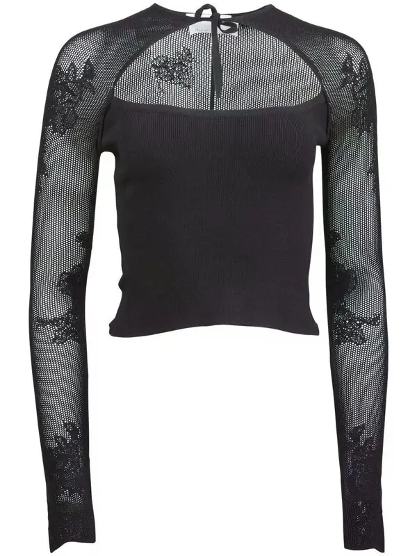 FLEUR DU MAL Pointelle-knit Decollete Top