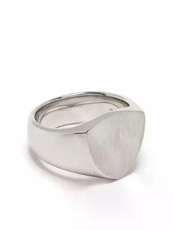 Tom Wood Shield Satin Signet Ring - Silver