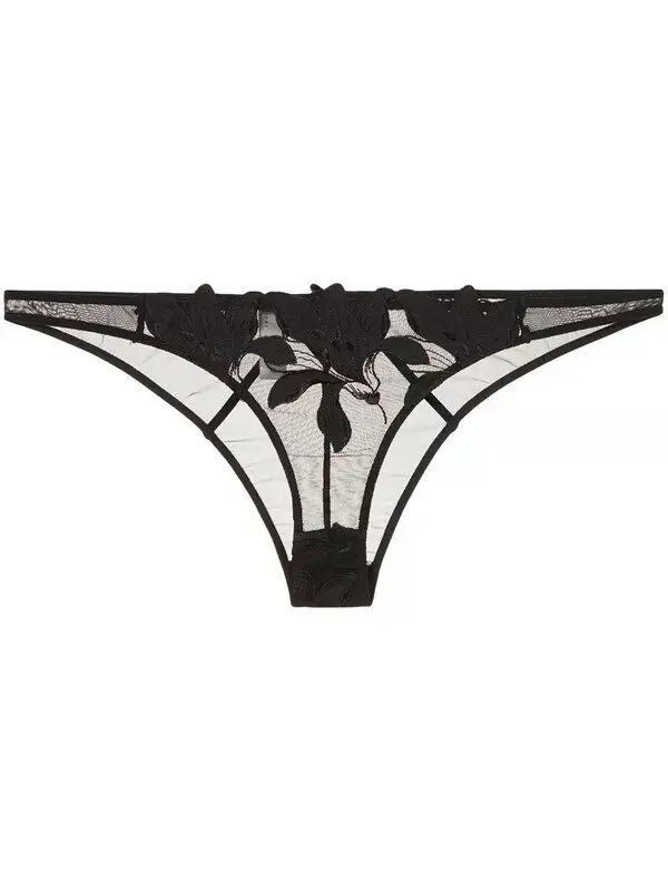 FLEUR DU MAL Lily Embroidered Cheeky - Black