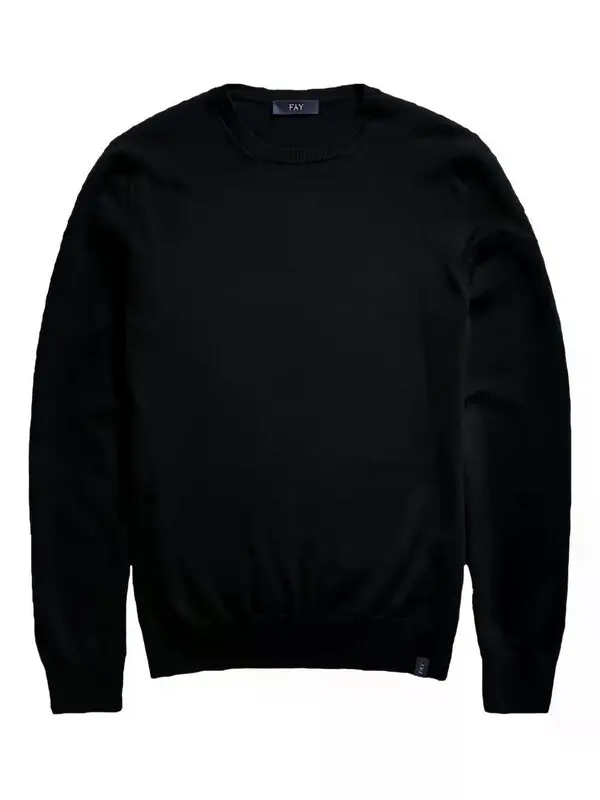 FAY Wool Crew Neck Sweater - Black