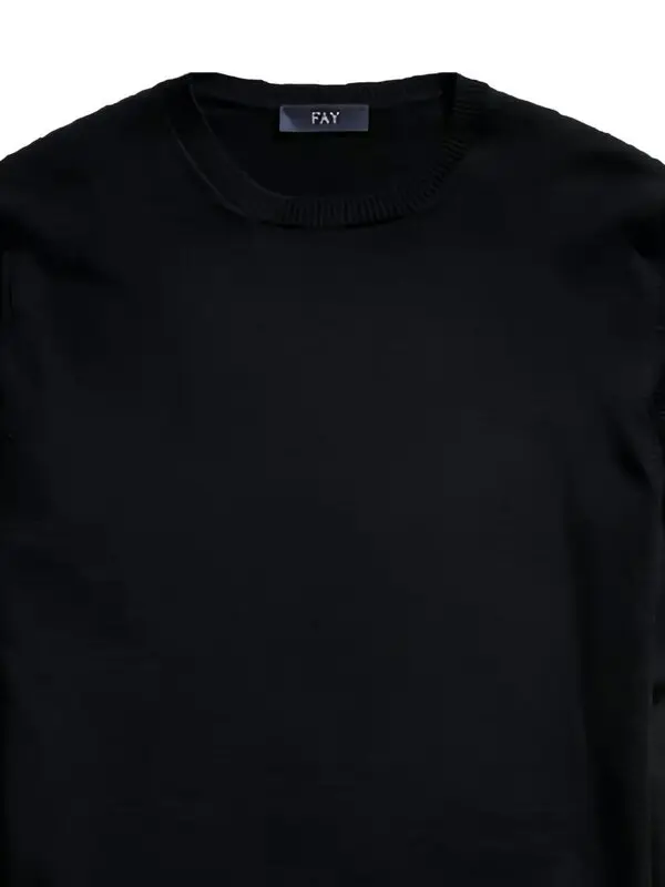 FAY Wool Crew Neck Sweater - Black