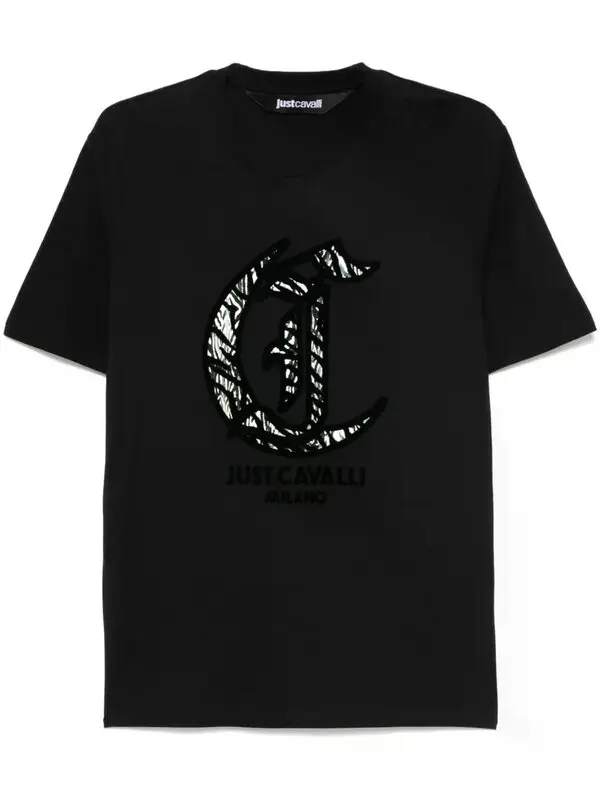 Just Cavalli Flocked-logo T-shirt