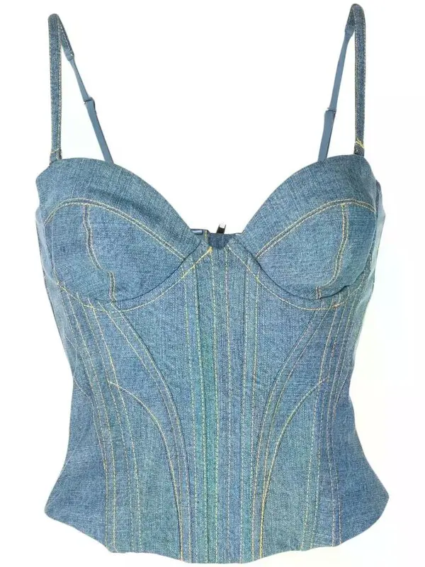 FLEUR DU MAL Denim Bustier Top