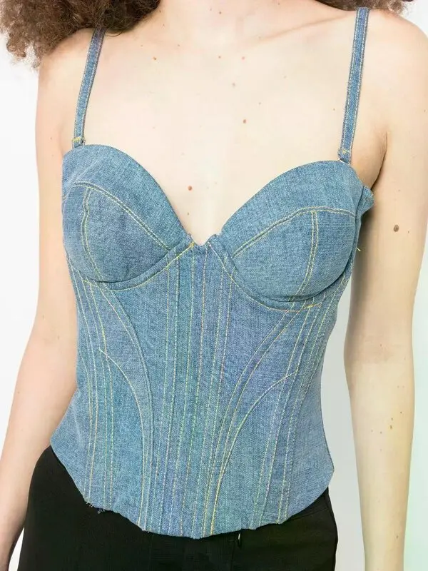 FLEUR DU MAL Denim Bustier Top