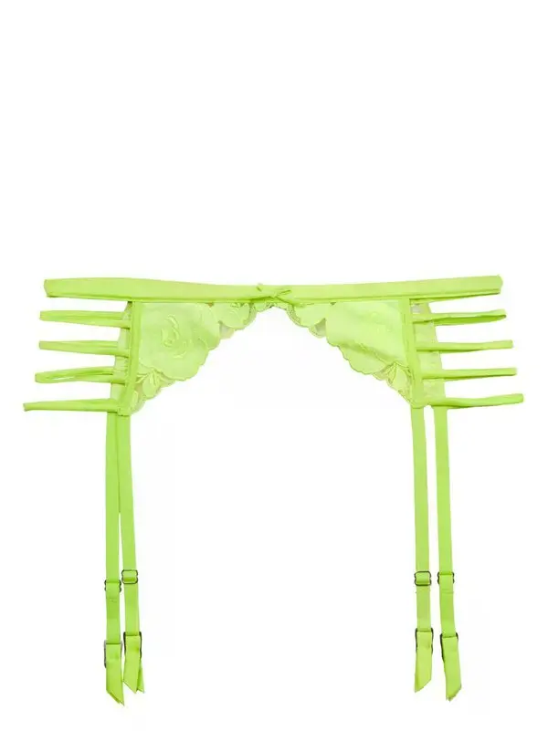 FLEUR DU MAL Rose-embroidered Garter Belt