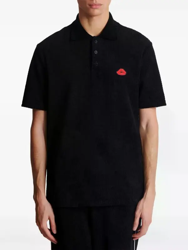 Balmain Monogram Velvet Cotton Polo Shirt