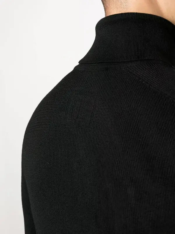 Balmain Logo-patch Ribbed-knit Jumper