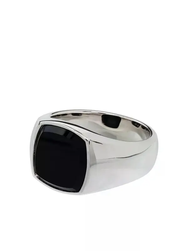 Tom Wood Onyx Square Signet Ring - Silver
