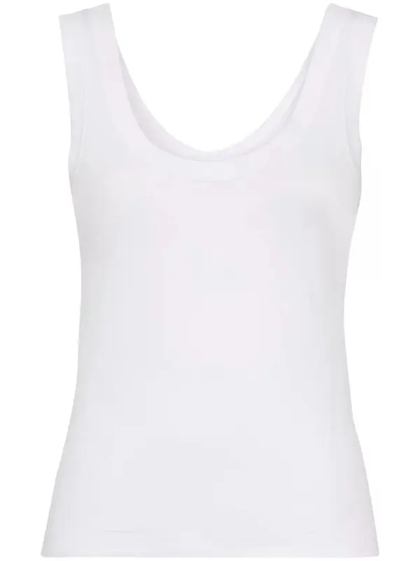 Brunello Cucinelli Ribbed Tank Top With Monili Chain Detail - White