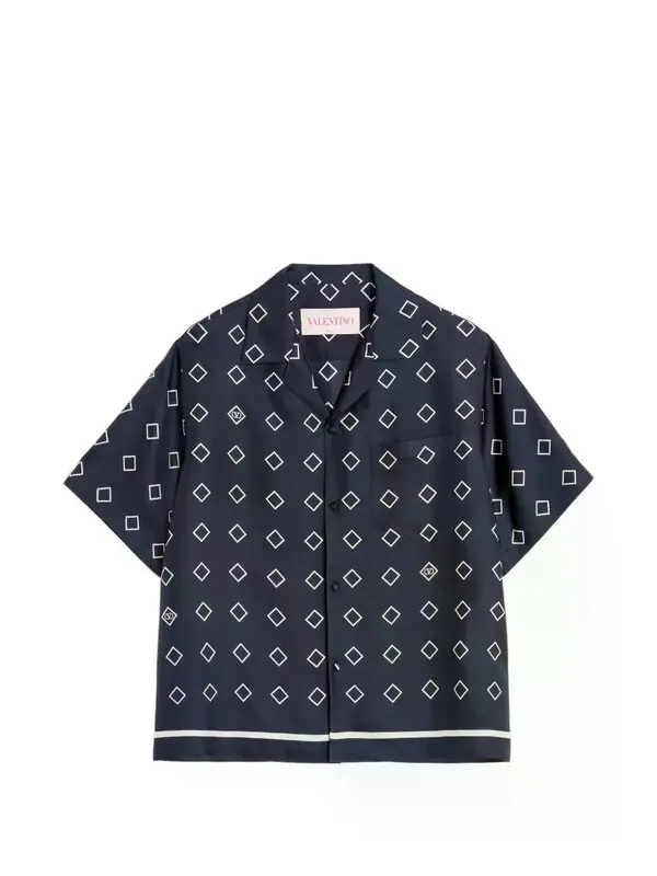 Valentino Garavani Silk Twill Bowling Shirt With Opticool Print