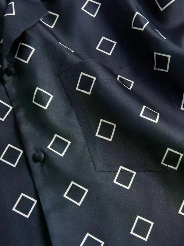 Valentino Garavani Silk Twill Bowling Shirt With Opticool Print