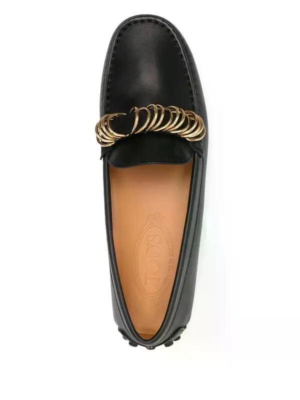 TOD'S Ring-embellished Loafers - Black