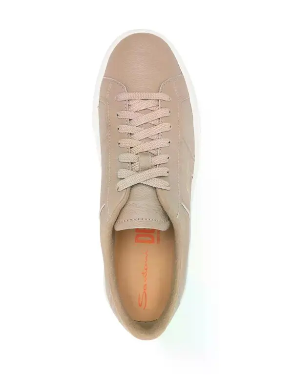 Santoni Logo-stamp Leather Sneakers - Neutrals