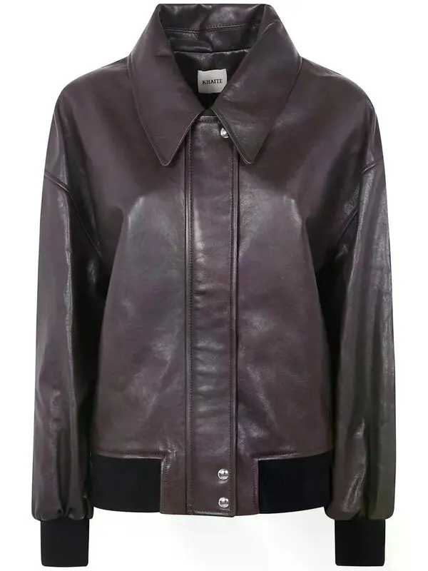 Khaite Pointed Collar Sheepskin Jacket - Brown