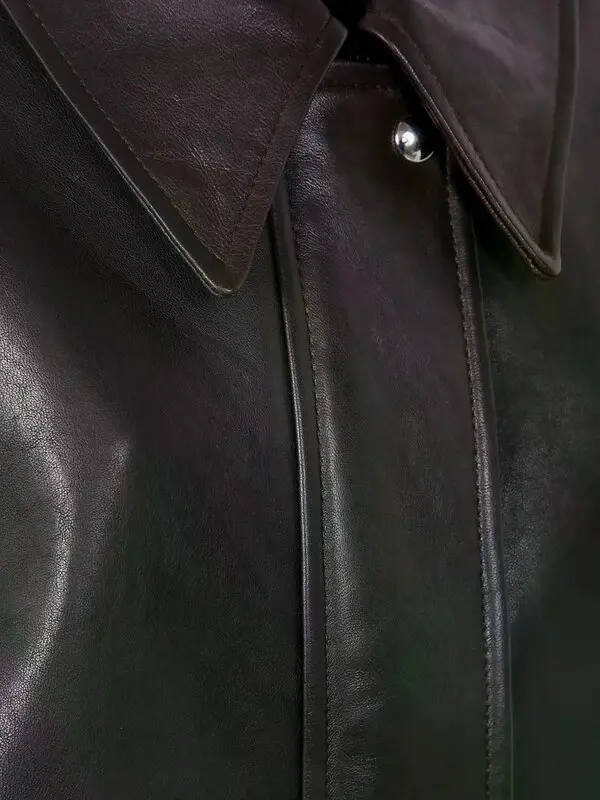 Khaite Pointed Collar Sheepskin Jacket - Brown
