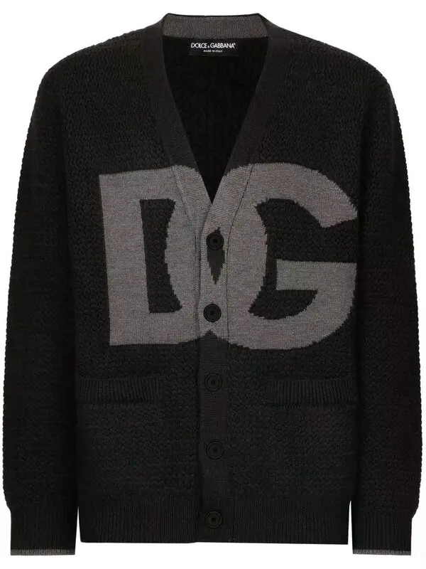 Dolce & Gabbana Logo-intarsia Virgin Wool Cardigan