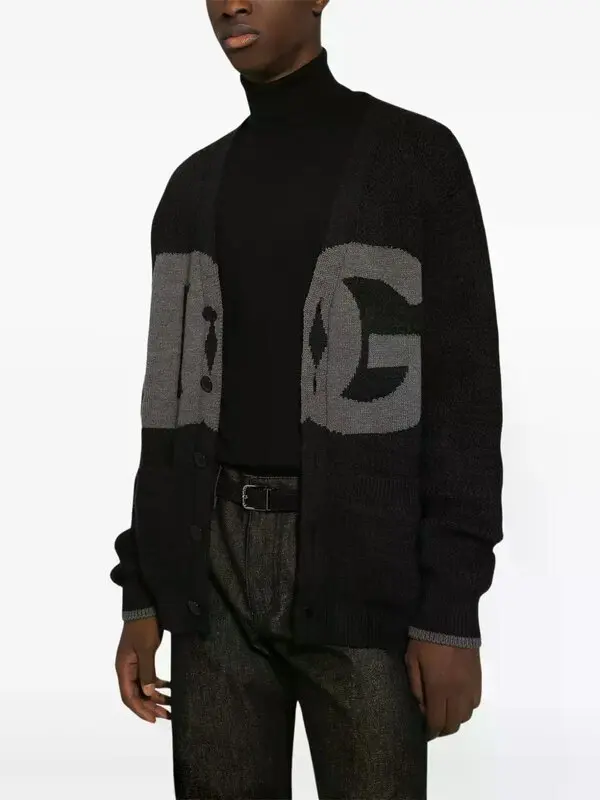 Dolce & Gabbana Logo-intarsia Virgin Wool Cardigan