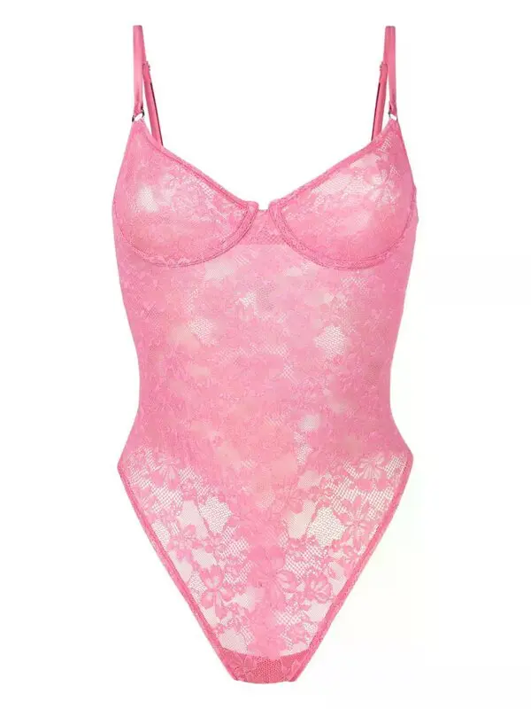 FLEUR DU MAL Le Stretch Lace Bodysuit - Pink