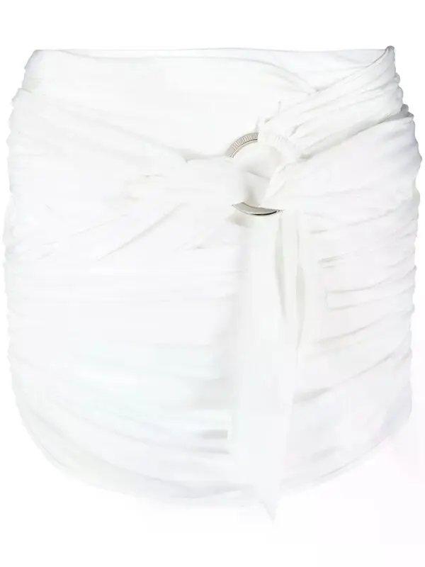 Attico Drape-detailed Thigh-length Skirt With Silver-tone Hardware - White