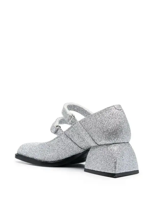 NODALETO Leather Pumps With Glitter Detail