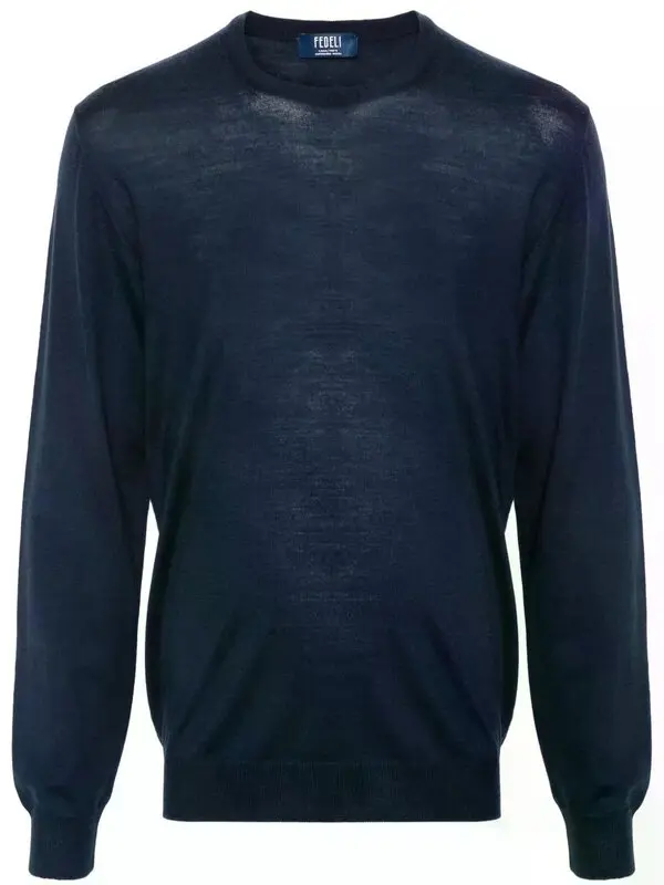 Fedeli Fine-knit Virgin Wool Jumper - Blue