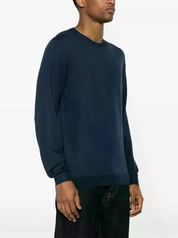 Fedeli Fine-knit Virgin Wool Jumper - Blue