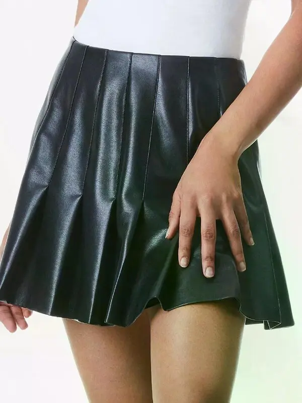 Alice + Olivia Carter Faux Leather Pleated Skirt