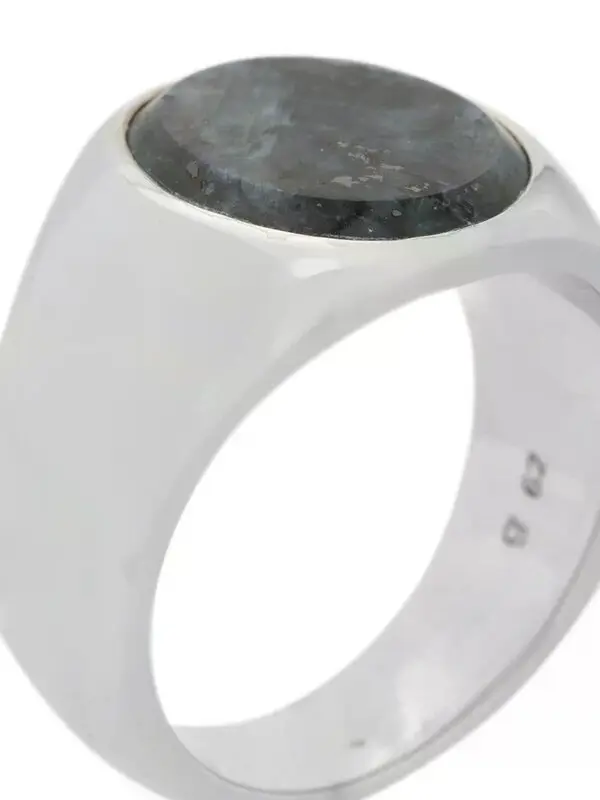 Tom Wood Small Flush Larvikite Circle Ring