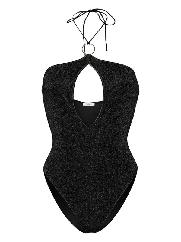 Oseree Lumière Ring Lurex Swimsuit - Black