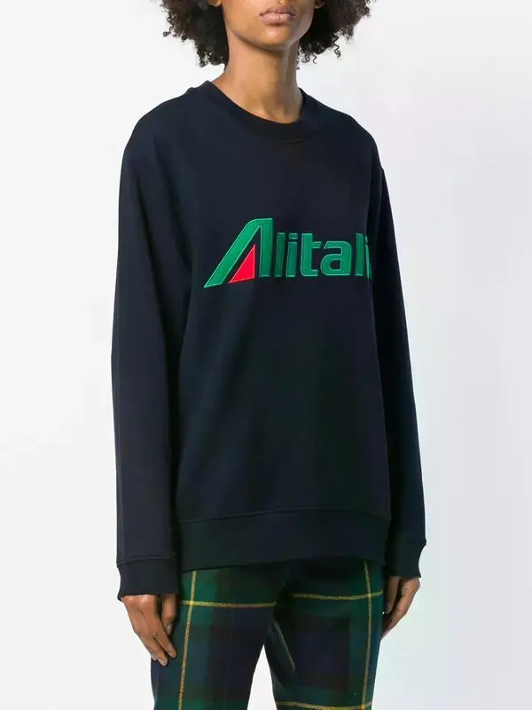 Alberta Ferretti Alitalia Embroidered Logo Sweatshirt