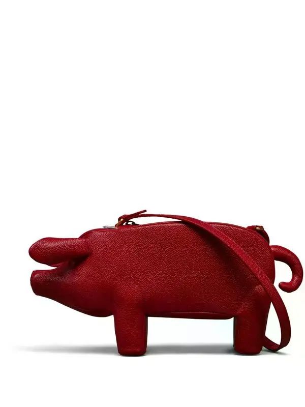 Thom Browne Grained Leather Pig Shoulder Bag - Red