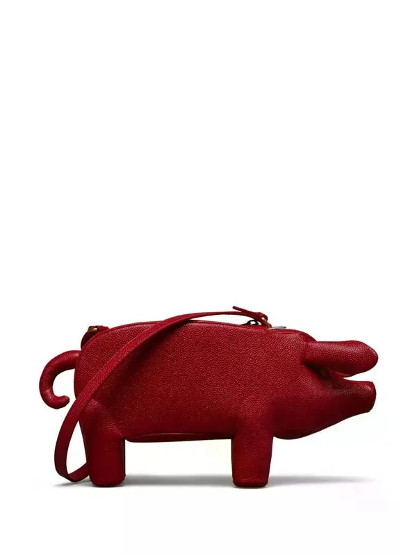 Thom Browne Grained Leather Pig Shoulder Bag - Red