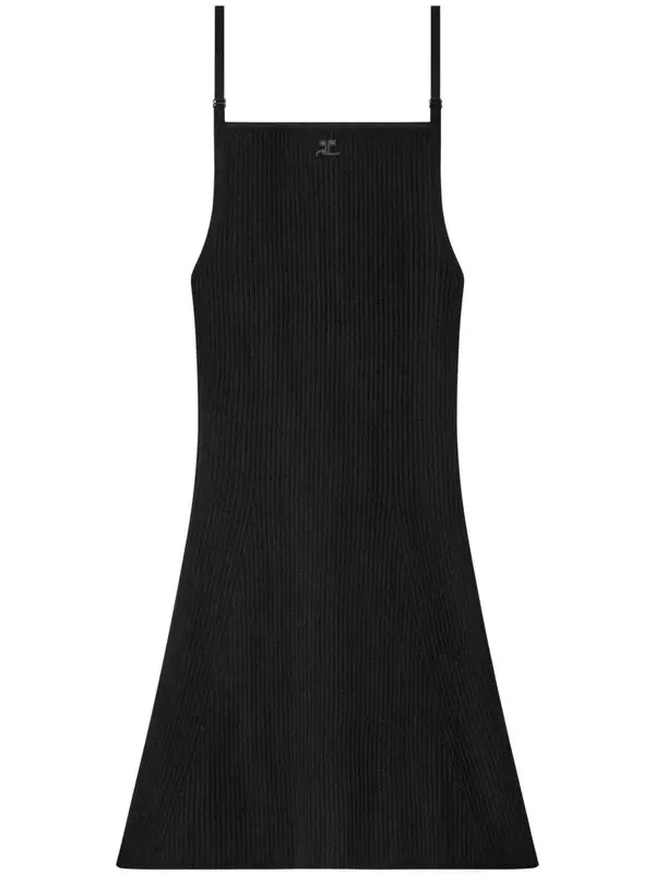 COURREGES Ribbed-knit Mini Dress - Black