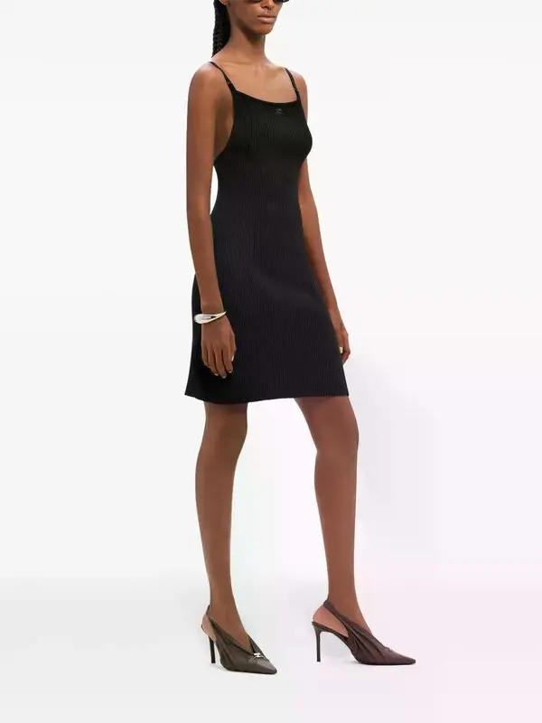 COURREGES Ribbed-knit Mini Dress - Black