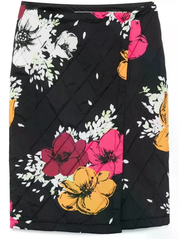 Moschino Flower Print Wrap Midi Skirt - Black