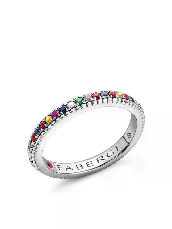 Faberge 18kt White Gold Colour Of Love Multi-stone Ring - Silver